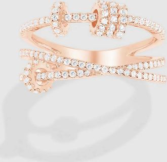 APM Monaco Bague Croisette 3 Anneaux Coulissants Rose