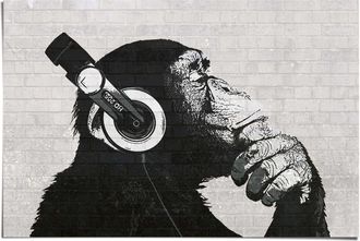 Reinders Poster, The Chimp Stereo - wall, Schlafzimmer, Poster, Wanddeko, Room Decor, 150 gr. gl&auml;nzend Bilderdruckpapier, Schwarz, 61 x 91,5