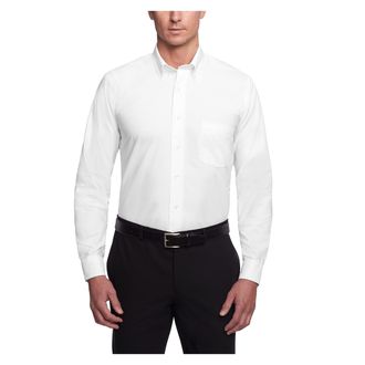 Van Heusen Oxford Herren-Hemd, Normale Passform, Wei&szlig;, 41,9 cm Halsumfang, 86,4-88,9 cm &Auml;rmel, Weiss/opulenter Garten, L