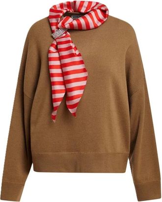 Essentiel Pull Kurtis avec &eacute;charpe - Femme - Pulls - Brun - Taille: 36 FR