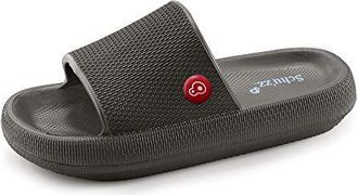 Schu'zz Claquette pour Femme - Légère, Moelleuse et Ultra Confortable- Semelle Épaisse - Idéale pour la Maison, les Vacances et les Loisirs - Noir anthracite 