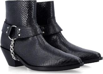 Junya Watanabe Stiefel - Python-Effect Leather Western Ankle Boots With Cha - Gr. 6 - in Schwarz - f&uuml;r Damen
