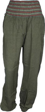 vishes Alternative Bekleidung - Leichte Damen Chino Haremshose mit dehnbarem Bund Taschen Olive