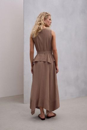 Next Midikleid 2-in-1-Midikleid mit Zipfelsaum und V-Ausschnitt (1-tlg)