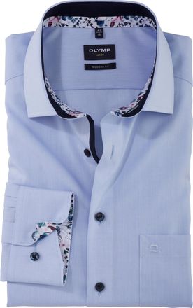 Olymp Herren Businesshemd Langarm Luxor,Einfarbig,modern fit,Global Kent,bleu 11,44