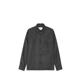 Nn.07 Chemise droite unie en laine m&eacute;lang&eacute;e