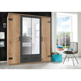 Wimex home24 Drehtürenschrank II 180cm Braun/Wildeiche Dekor/Graphit