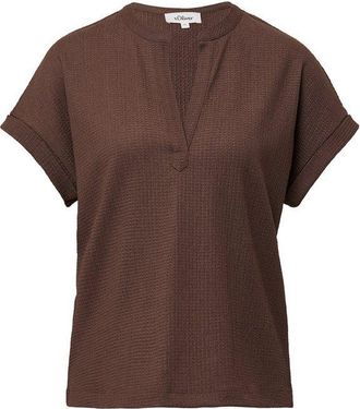 s.Oliver Kurzarmshirt T-Shirt Strukturiertes T-Shirt im Relaxed Fit mit V-Ausschnitt