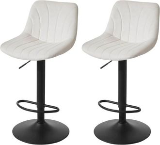 Vasagle Chaises de Bar R&eacute;glables, Tabourets avec Dossier, Rotation 360&deg;, Velours, pour Cuisine, Salle &agrave; Manger, Lot de 2, Blanc