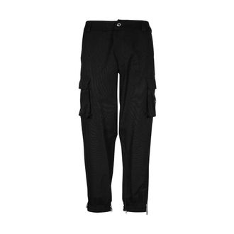 GCDS Cargo Baumwollhose mit gerippten B&uuml;ndchen - - Trousers - Herren - Schwarzk - L