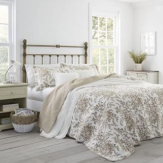 Laura Ashley Bedford Collection Luxus-Bettwäsche-Set, ultraweich, bequem und stilvoll, Ganzjahres-Bettwäsche, Kingsize, Mokka