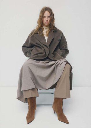 Mango Bottines pointues en daim marron moyen - Femme - 35 - MANGO