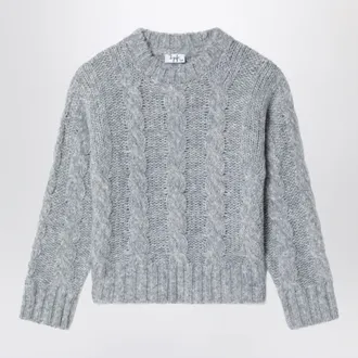Il Gufo Grauer Zopfmusterpullover aus Wollmischung