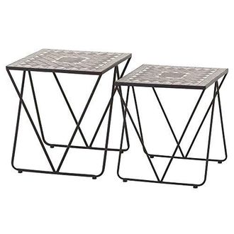 Siena Garden Como Beistelltischset, matt-schwarz/dunkelgrau