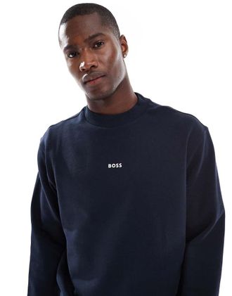 Boss Orange by Hugo Boss Sweat avec petit logo sur la poitrine - Bleu foncé
