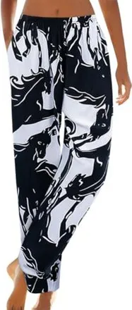 Minetom Pantalon Sarouel Femme Boho Sport Taille Haute Bouffant Pants pour Pilate Hippie Yoga Fitness Danse Pyjama Ete Plage A Fleur 04 S