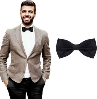 DonDon Noeud papillon avec crochet noir - déjà lié et réglable