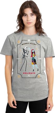 The Nightmare Before Christmas Disney Womens The Nightmare Before Christmas Scary Holidays Jack and Sally Ladies, Athletic Heather T-Shirt, XXL