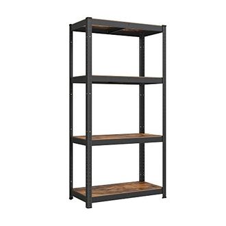 Songmics &Eacute;tag&egrave;re de Rangement &agrave; 4 Niveaux, 40 x 80 x 160 cm, Capacit&eacute; 520 kg, Planches R&eacute;glables, Style Industriel, pour Cuisine, Salon, Marron Rustique et Noi