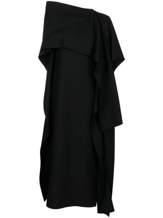 Valentino Garavani robe mi-longue &agrave; design drap&eacute; - Noir