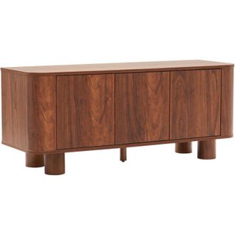 Oviala Meuble TV scandinave 3 portes L120 cm bois fonc&eacute;