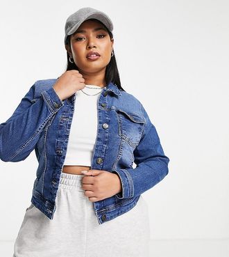 Only Only Curve - Jeansjacke in mittelblauer Waschung