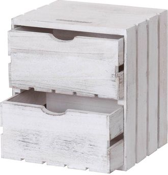 Hhg [NEUWERTIG] Kommode HHG-515, Schubladenkommode Holzkiste, Shabby-Look Vintage, 2 Schubladen 36x32x26cm weiß