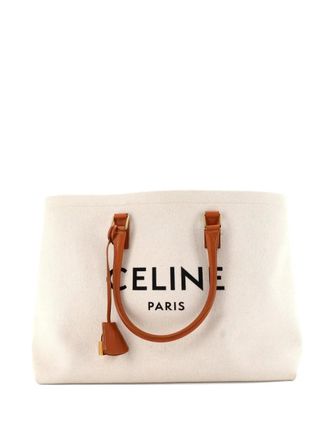 Celine sac cabas Horizontal Cabas Canvas with Leather - Tons neutres