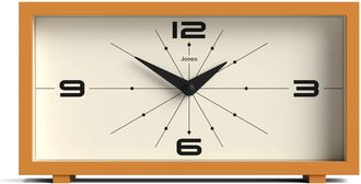 Jones Clocks Odeon schreibtischuhr | Modernes rechteckiges Design | Senfgelb | Stilvoller retrolook f&uuml;r Regal, Tisch, kaminsims oder nachttisch