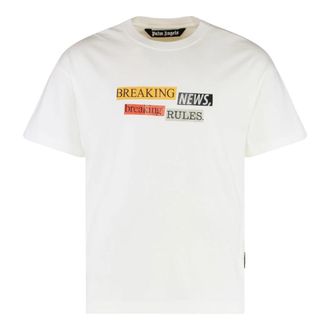 Palm Angels Baumwoll-T-Shirt mit Rundhalsausschnitt - - Tops - Herren - Wei&szlig; - S