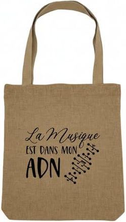 Fabulous Sac Shopping Tote Bag Aspect Lin - La musique est dans mon ADN Musique Musicien Instrument - Sac de Courses Toile Epaisse 360g Beige Naturel Cabas Por