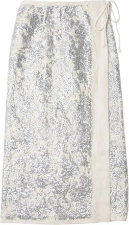 Muller Of Yoshiokubo jupe portefeuille à sequins brodés - Tons neutres
