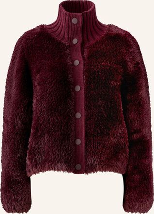 Oui Strickjacke Mit Kunstfell rot