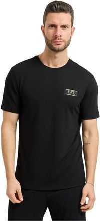 Emporio Armani Homme, Tops, Noir, Taille: XL T-shirt &agrave; col rond avec logo sur la poitrine