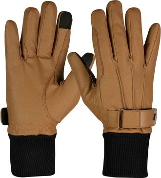 Horze Reithandschuhe aus Kunstleder Mit Fleece Futter, Touchscreen Freundliches Gewebe, Gr&ouml;&szlig;e 4.5-10, Schwarz, Dunkelnavy, Hellbraun, Braun, 10