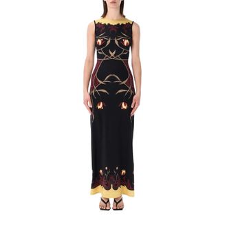 Marine Serre &Auml;rmelloses Maxikleid mit Blumenmuster - - Dresses - Damen - Schwarzk - XS
