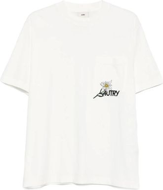 Autry Homme, Tops, Blanc, Taille: M T-shirt Unisexe avec Imprimé Alpina