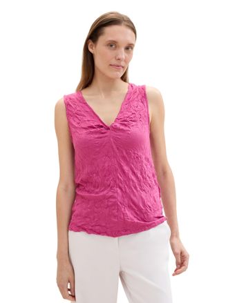 Tom Tailor Damen Basic Blusen-Top mit zerknitterter Struktur, lush orchid, M