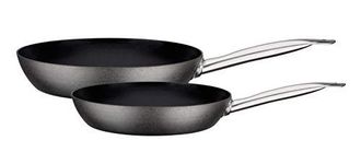 GSW 166645 Pfannen-Set Avanti 2-tlg, Karbonstahl, Edelstahl rostfrei, 1.8 liters, schwarz