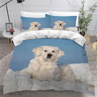 Generic Bettw&auml;sche 155x220 Hund Bettw&auml;sche Set 3D Bettbezug Set Weich Microfaser Bettbez&uuml;ge 3 Teilig Niedliche Haustiere 3D-Druck Bettw&auml;sche-Sets f&uuml;r Einzelbe