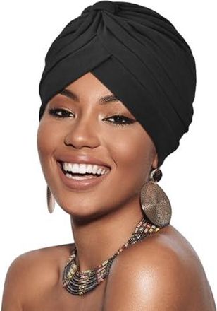 Dreshow Femmes Africaine Turban pr&eacute;-nou&eacute;s, Bonnet Chimio, Turban Pliss&eacute;, Bonnet Perte de Cheveux Cancer