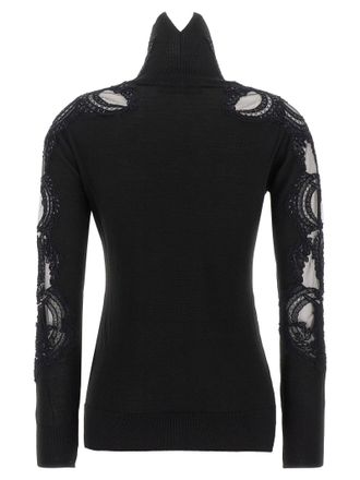 Ermanno Scervino Virgin Wool with Lace Inserts Sweater - Black