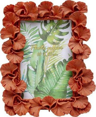 Kare Design Cadre photo design feuille Ginkgo Orange 10 x 15 cm debout et horizontal Montage mural Peint &agrave; la main OEuvre dart Salon