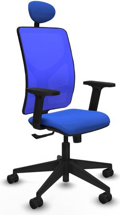 Piqueras y Crespo B&uuml;rostuhl, blau, mit 2D-Armlehnen, h&ouml;henverstellbarer Lendenwirbelst&uuml;tze und festem Kopfteil, ausgestattet mit Sincro 3 Positionen und Schneideschaum,