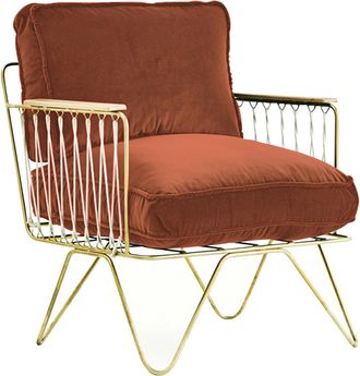 Honor&eacute; Fauteuil Croisette dor&eacute; mat epoxy, velours Honor&eacute;