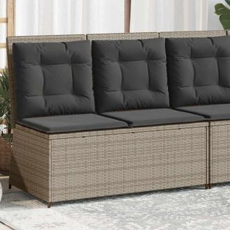 vidaXL Gartenbank Verstellbar mit Kissen Hellgrau Poly Rattan vidaXL611395