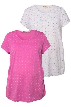 Ulla Popken T-Shirt T-Shirts 2er-Pack Kurzarm seitl. Raffung GOTS (2-tlg) Schwangerschaft