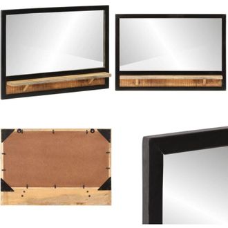 vidaXL Spiegel mit Ablage 80x8x55 cm Glas und Massivholz Mango - Badezimmerspiegel - Spiegel Mit Ablage - Badezimmerm&ouml;bel - Mangoholz Spiegel - Vintage
