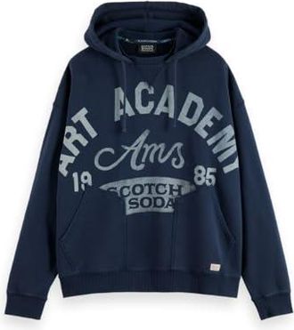 Scotch & Soda Sweat à Capuche Wash Artwork pour Homme, Sky Captain 410, XL