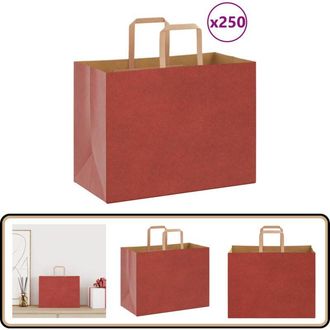 vidaXL Vidaxl - Papiertragetaschen 250 Stk. mit Henkeln Rot 32x17x25 cm
